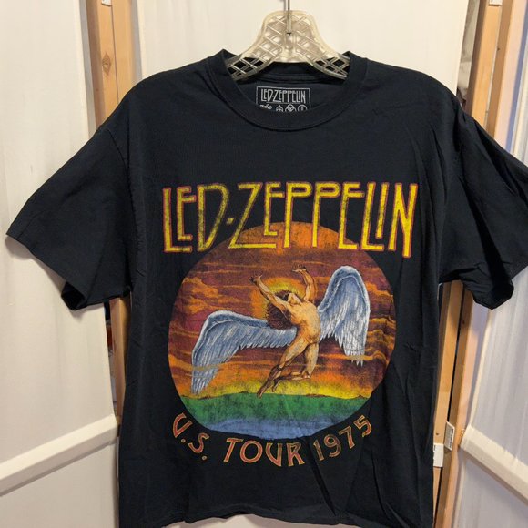 led zeppelin | Shirts | Led Zeppelin Sz L Black 975 Us Tour Officially ...